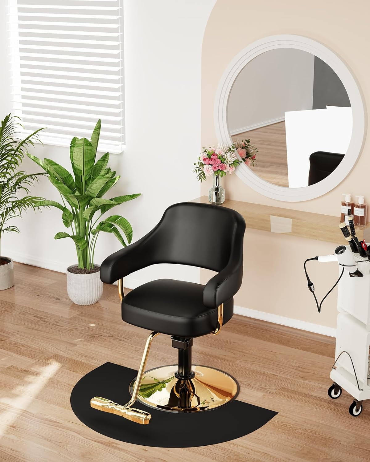 Baasha Gold Salon Chair, Adjustable & Swivel, Ergonomic, Padded ...