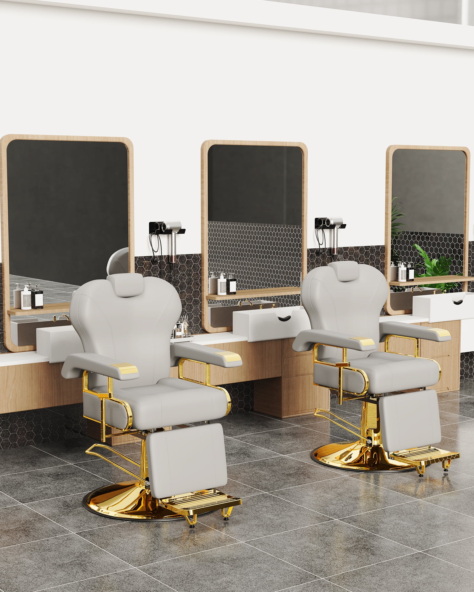 Baasha Comfortable Reclining Salon Chair with Removable Headrest ...