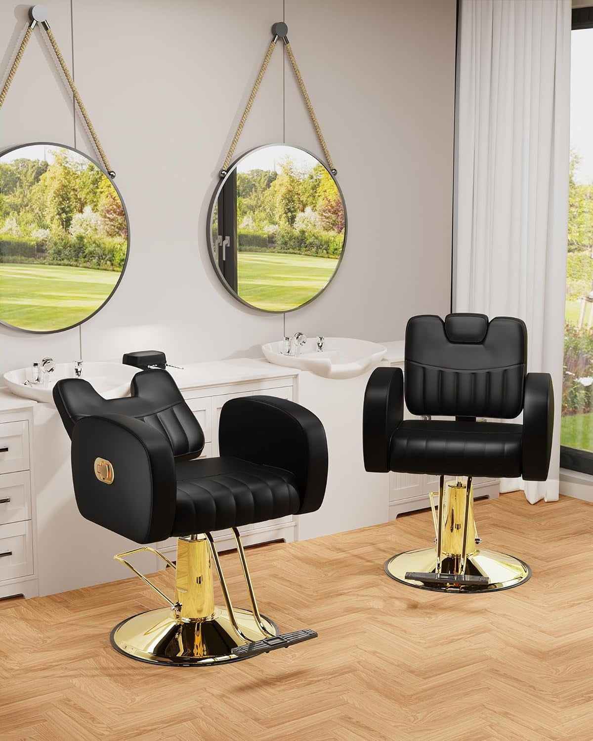 Baasha Ergonomic Reclining Salon Styling Chair with Adjustable Headrest ...