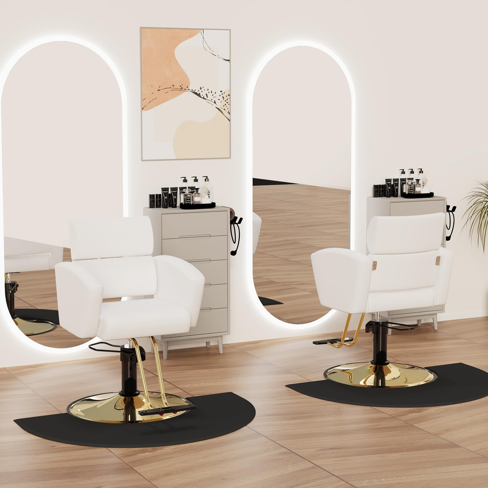 Baasha Premium White Gold Salon Chair, Sleek and Modern Styling Chair ...