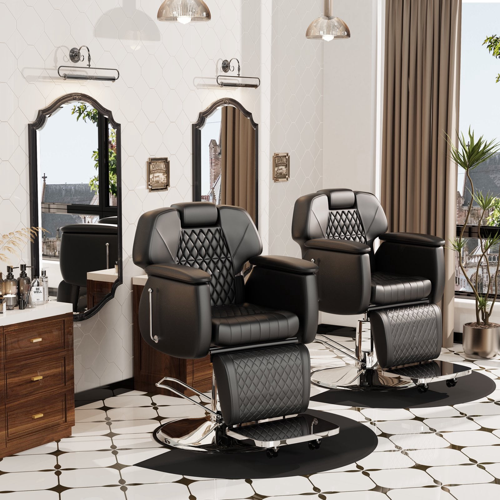 Baasha Professional Barber Chairs for Barbershop, Reclining Salon ...