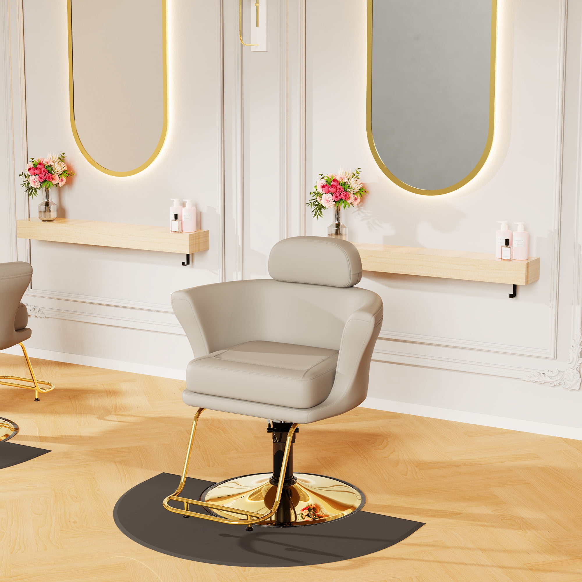 Baasha Professional Gold Salon Chair, Sleek and Modern Styling Chair ...