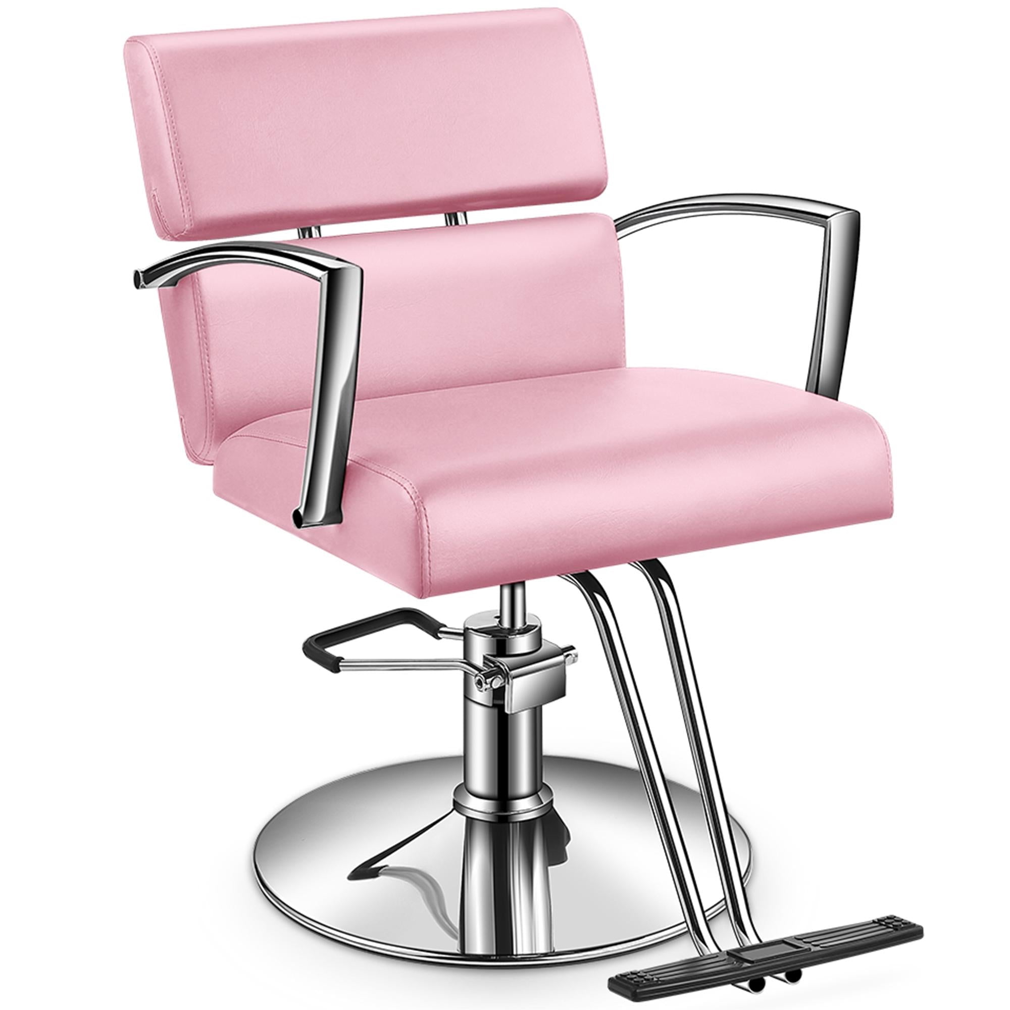 Baasha Pink Salon Barber Chair, Vented Back, Stain Resistant Leather ...