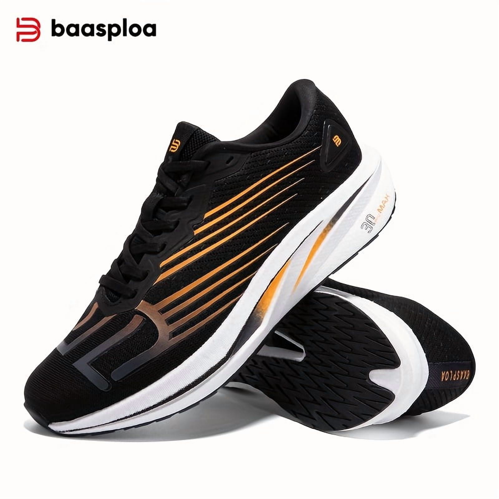 Baasploa Men'S Casual Running Shoes, Solid Color, All-Season, Lace-Up ...