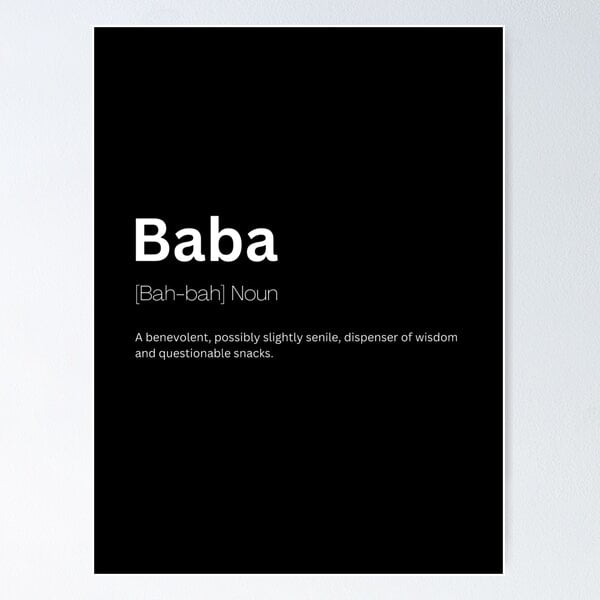 Baba Dictionary Definition Poster Wall Art, Modern Wall Decor For ...