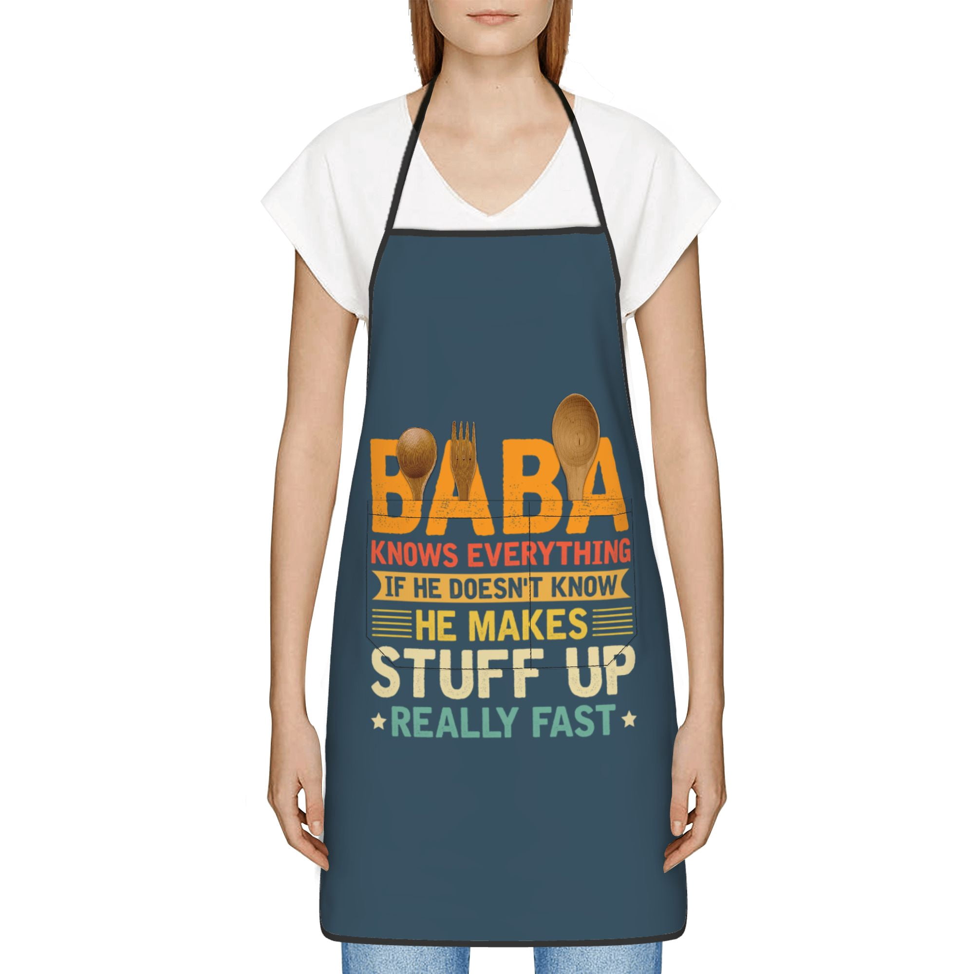 Baba Knows Everything Apron, Inspirational Gifts for Men Women, Funny ...