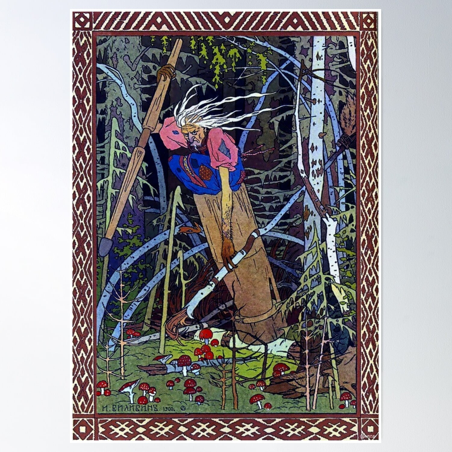 “Baba Yaga” The Witch By Ivan Bilibin Poster Wall Art, Modern Wall ...