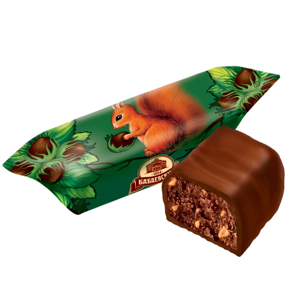 Babaevsky Belochka Chocolate Glazed Candies with Nuts 226g/ 0.5lb ...