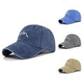 Babaley Unisex Baseball Cap Mountain Embroidered Denim Retro Washed Sun ...