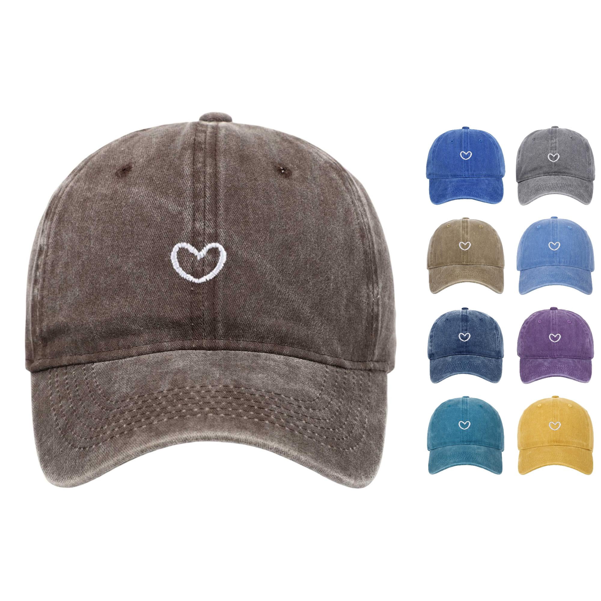 Babaley Unisex Baseball Cap With Heart Embroidery Casual Trendy ...