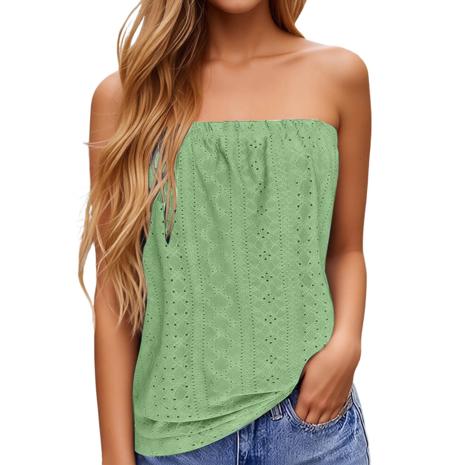 Babaley Women's Bandeau Top Casual Loose Fit Solid Color Stretchy ...