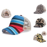 Babaley Womens Baseball Cap Mesh Ponytail Hat High Messy Bun Ponycap ...