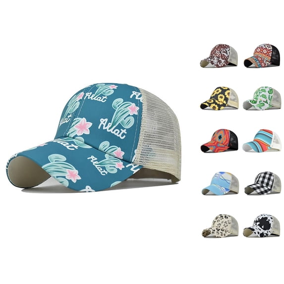 Babaley Womens Baseball Cap Random Graphic Ponytail Hats Quick Drying ...