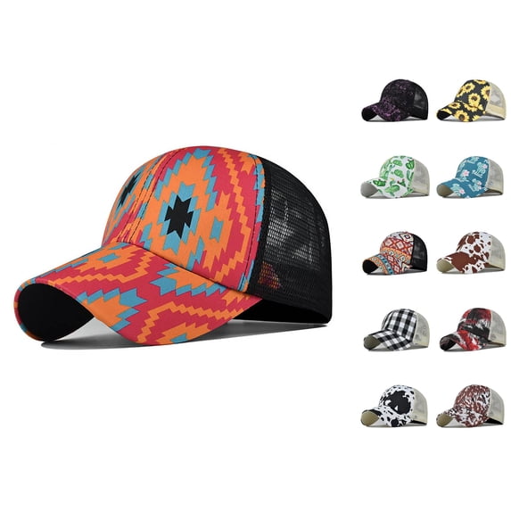 Babaley Womens Baseball Cap Random Graphic Ponytail Hats Quick Drying ...