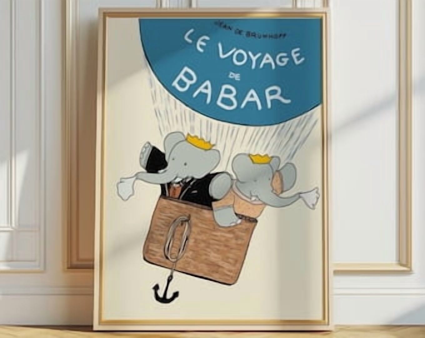 Babar The Elephant Le Voyag De Babar Nursery Wall Art Retro Kids Decor ...