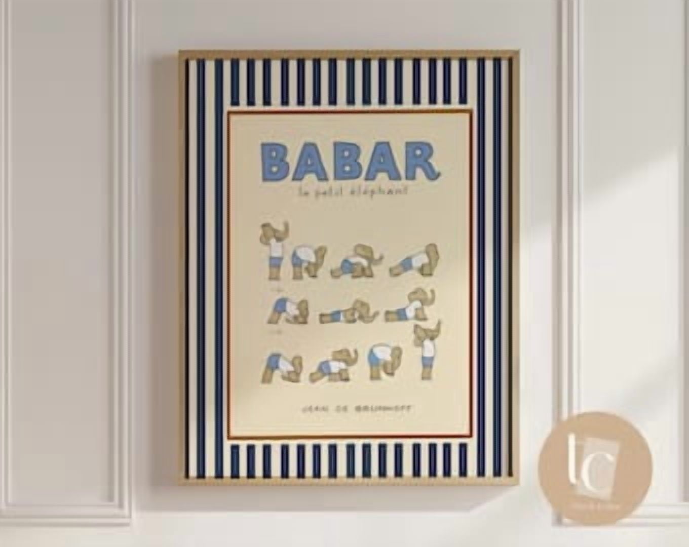 Babar The Elephant Doing Yoga Sun Salutation Nursery Wall Art Nursery ...