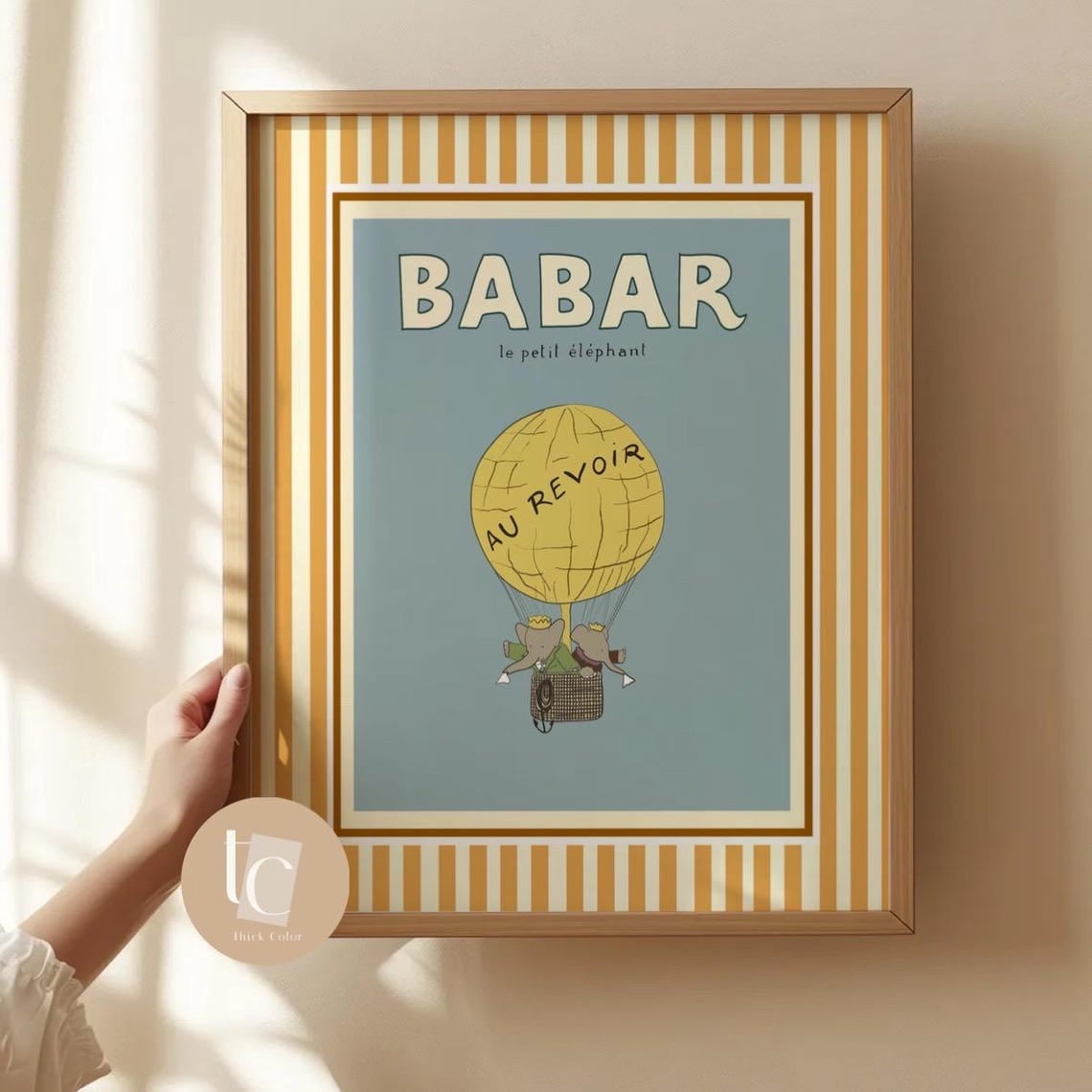 Babar The Elephant Hot Air Balloon Nursery Wall Art, Unframed Paper ...