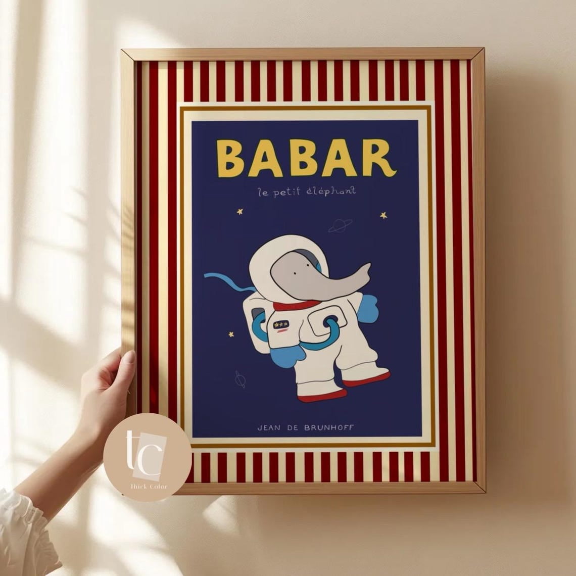 Babar The Elephant In Space Nursery Wall Art, Unframed Paper Poster ...