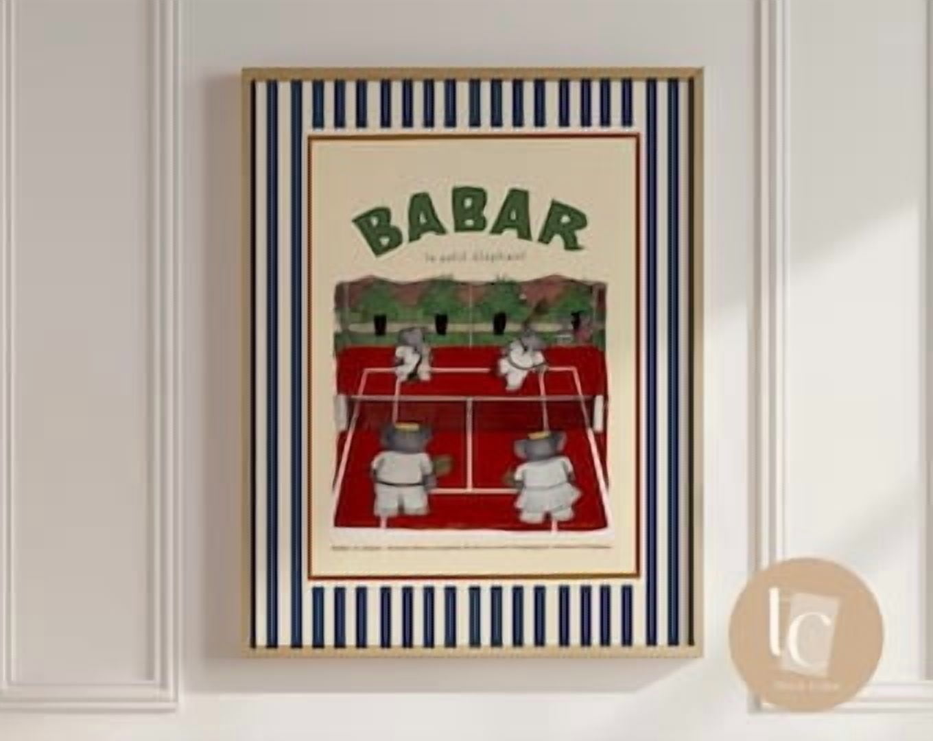 Babar The Elephant Playing Tennis Wall Art Retro Kids Decor Quote Wall ...