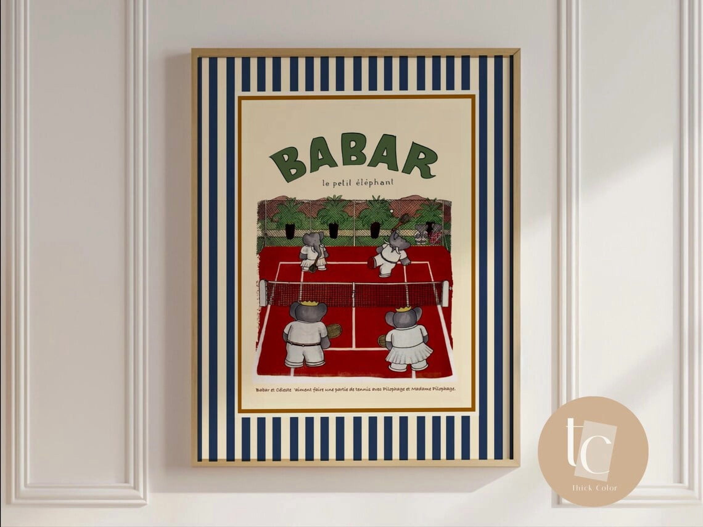 Babar The Elephant Playing Tennis Wall Art, Unframed Paper Poster ...