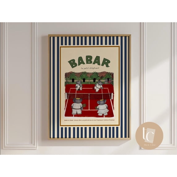Babar The Elephant Playing Tennis Wall Art, Unframed Paper Poster ...