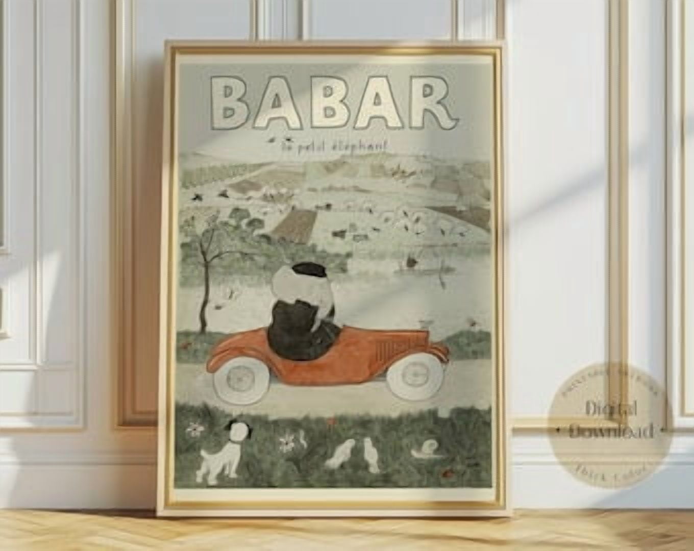Babar The Elephant Print, Retro Kids Nursery Decor Poster Vintage Style ...