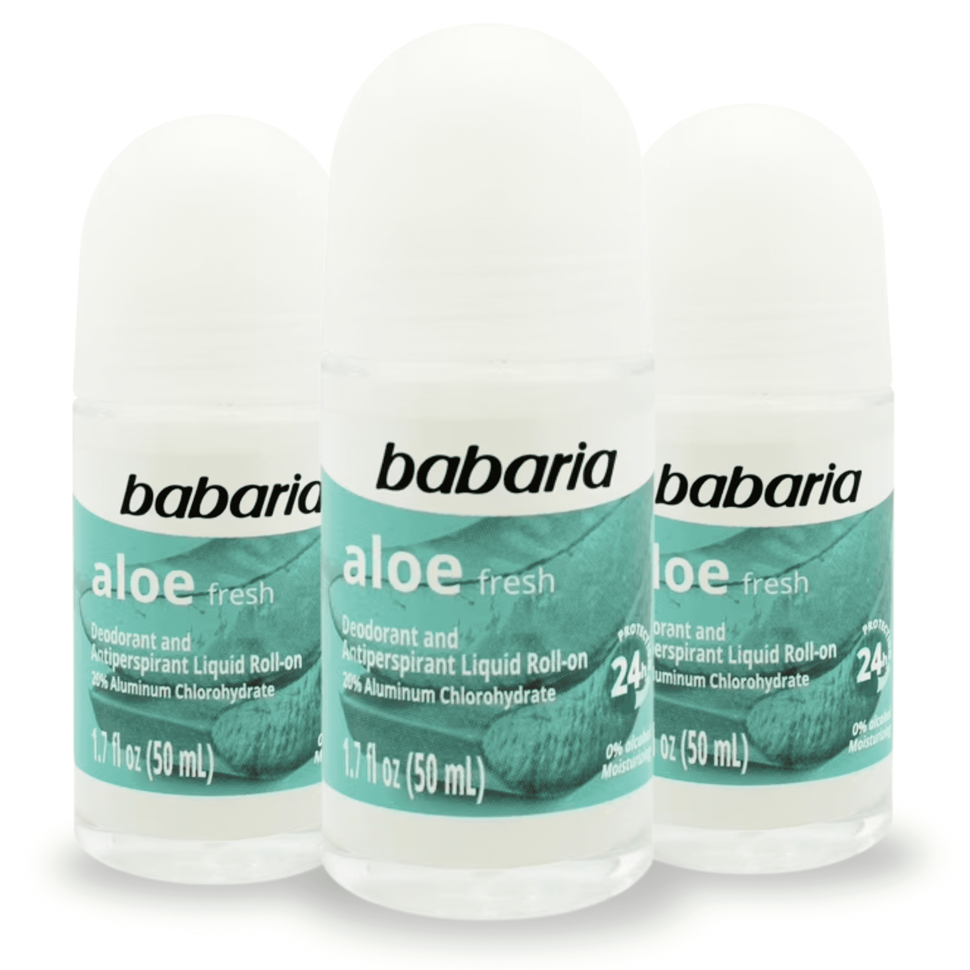 Babaria Aloe Roll-On Deodorant 50ml – 24h Protection, No Alcohol (3 ...