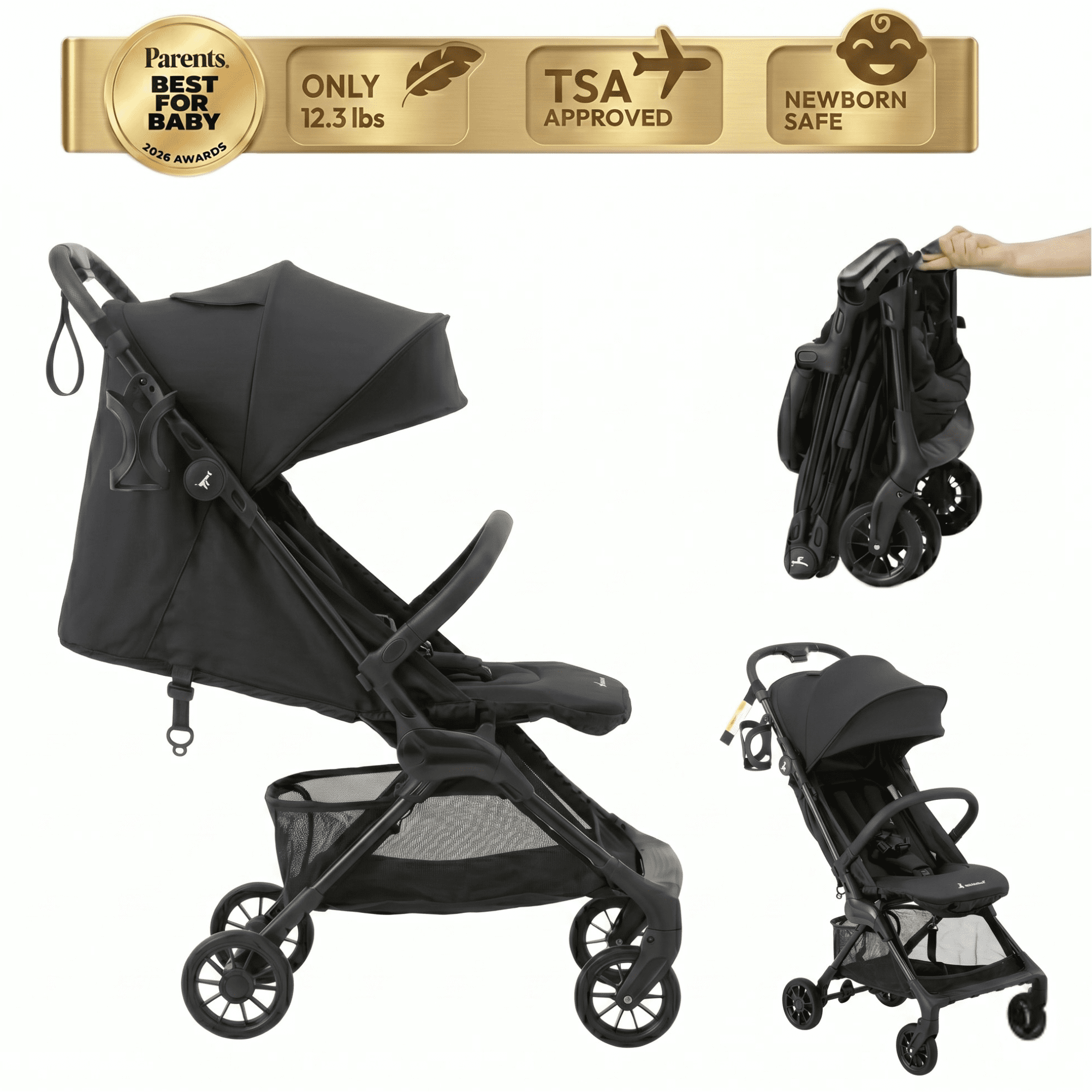 Lightweight Stroller Newborn, Travel Stroller for Airplane (12.3 lbs ...