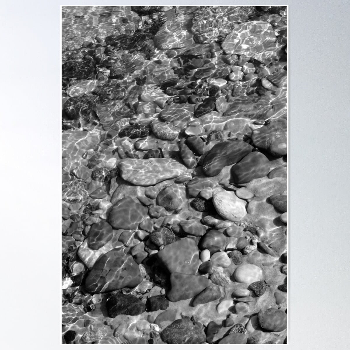 Babbling Brook Black And White Poster Wall Art, Modern Wall Decor For ...