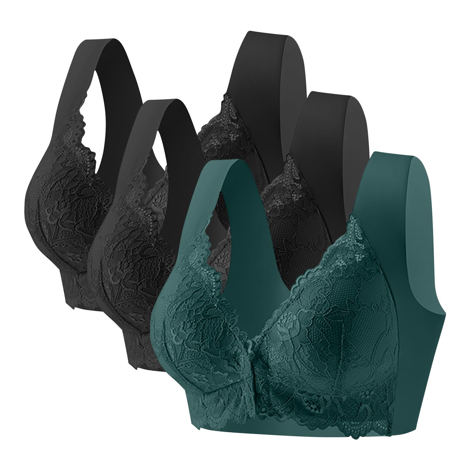 Babcutegg 3PC Bra for Women Lace High Support Full Coverage Underwear ...