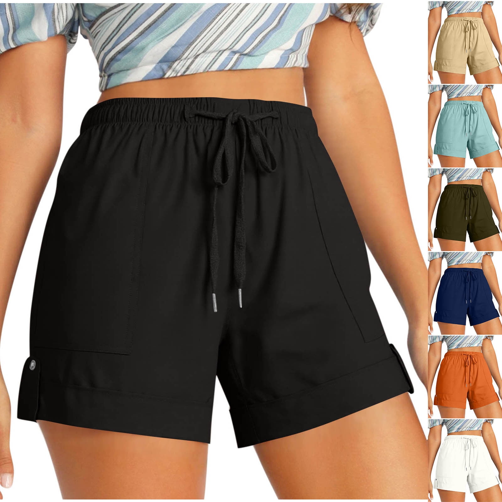 Babcutegg Biker Shorts Women High Waist Polyester Side Pockets Clothes ...