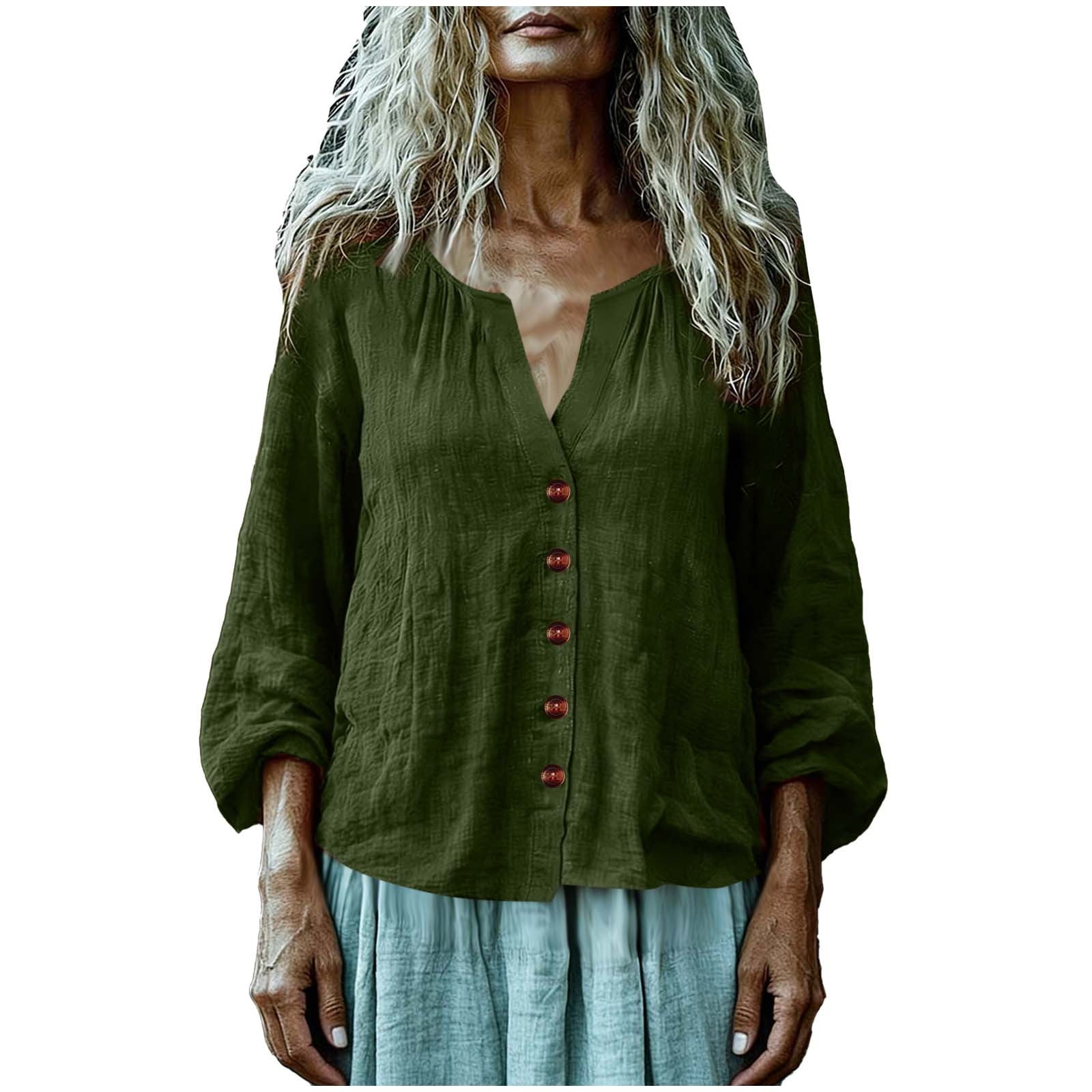 Babcutegg Blouses for Women Casual Fashion Pullover Cotton Linen Work ...