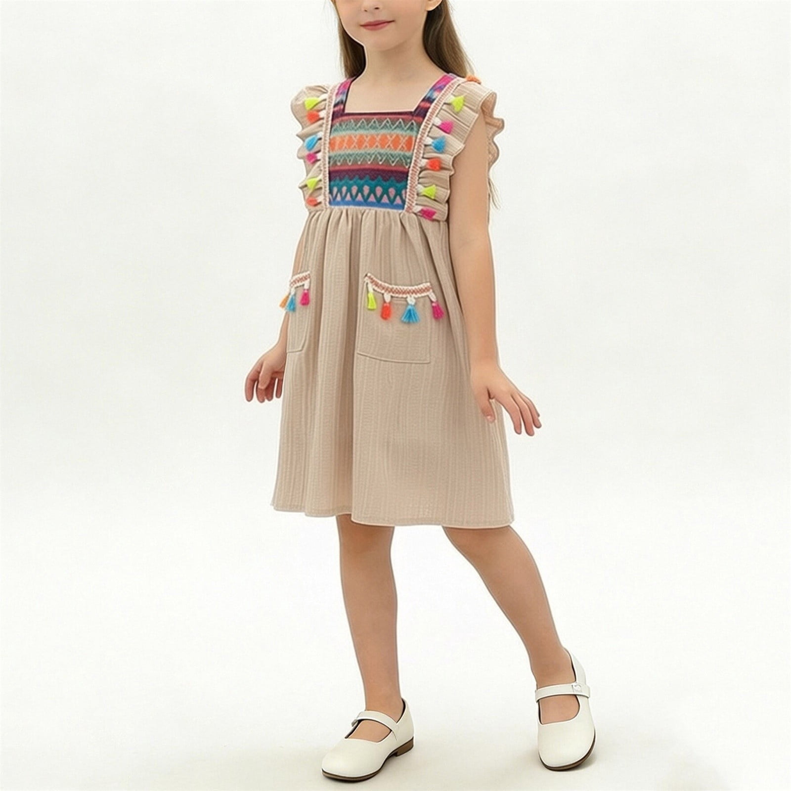 Babcutegg Boho-Inspired Sleeveless Round-Neck Dress With Functional ...