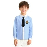 Babcutegg Boys School Uniform Soild Color Long Sleeve with Necktie and ...