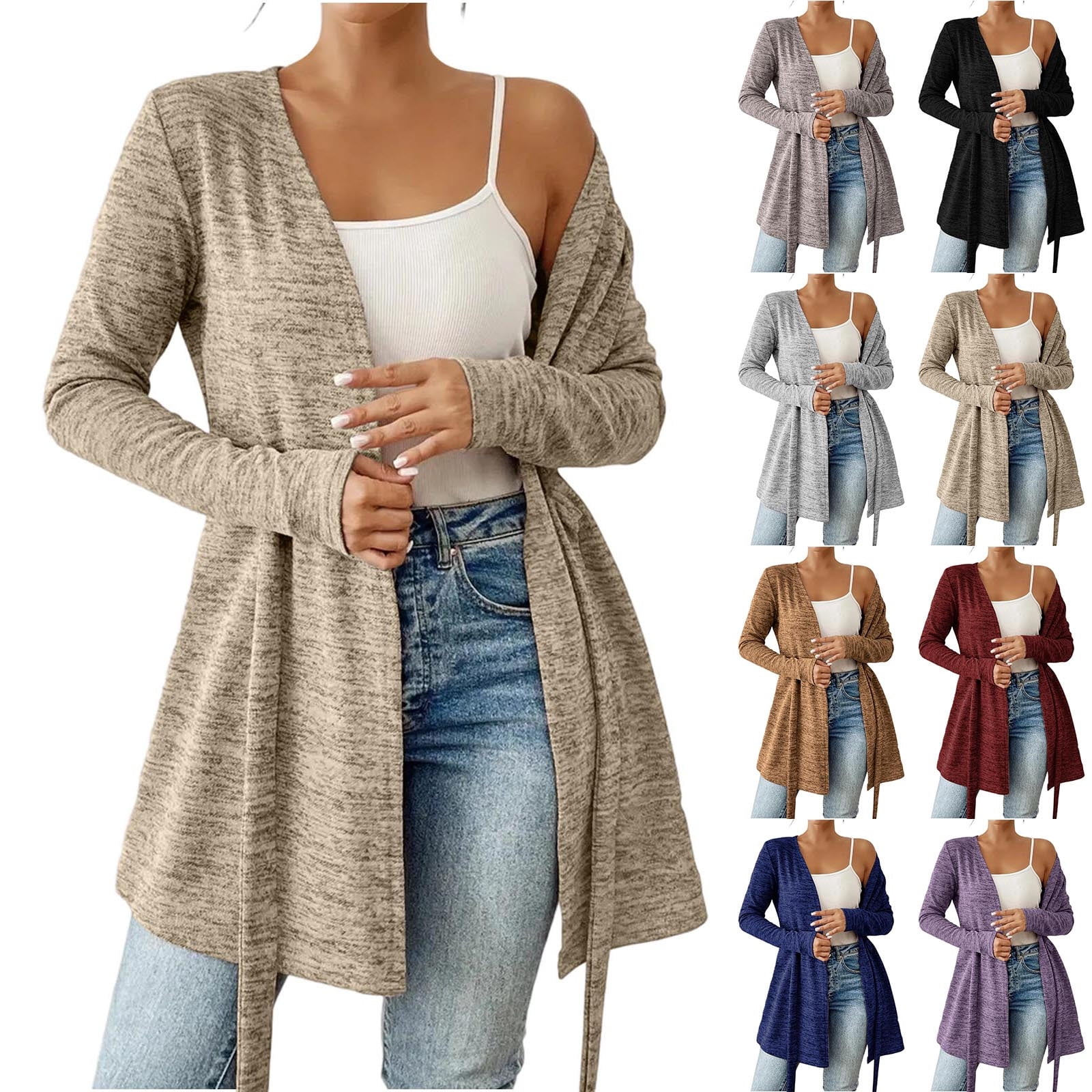 Babcutegg Cardigan Soild Color Front Open Lightweight Outfit for Women ...