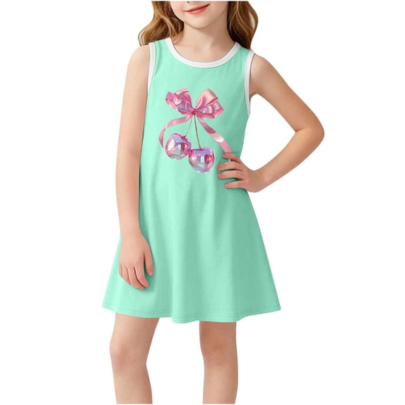 Babcutegg Charming Sleeveless Printed Summer Dress With Round Neck And ...