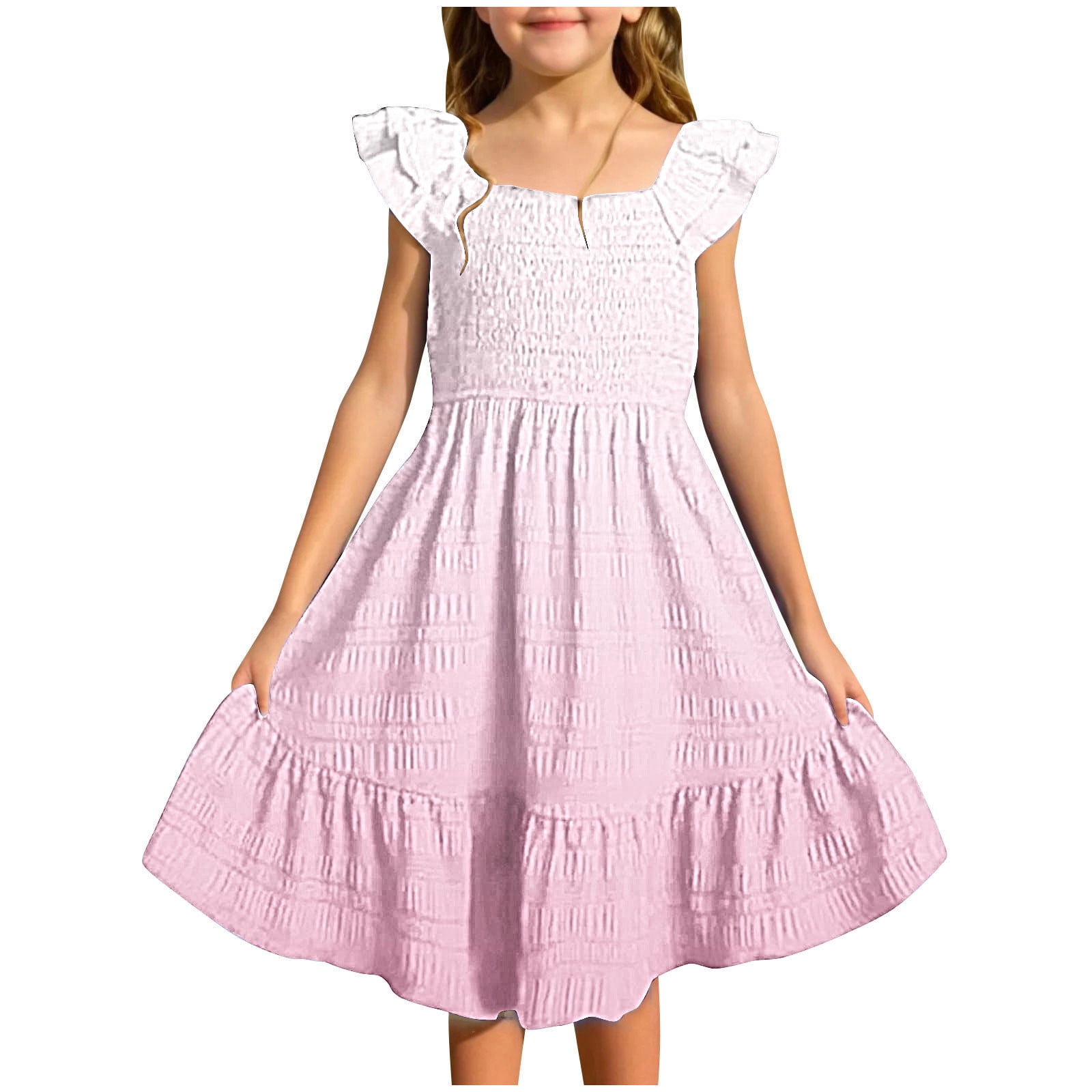 Babcutegg Dresses For Girls Round Neck Floral Short Sleeve Classy Dress ...