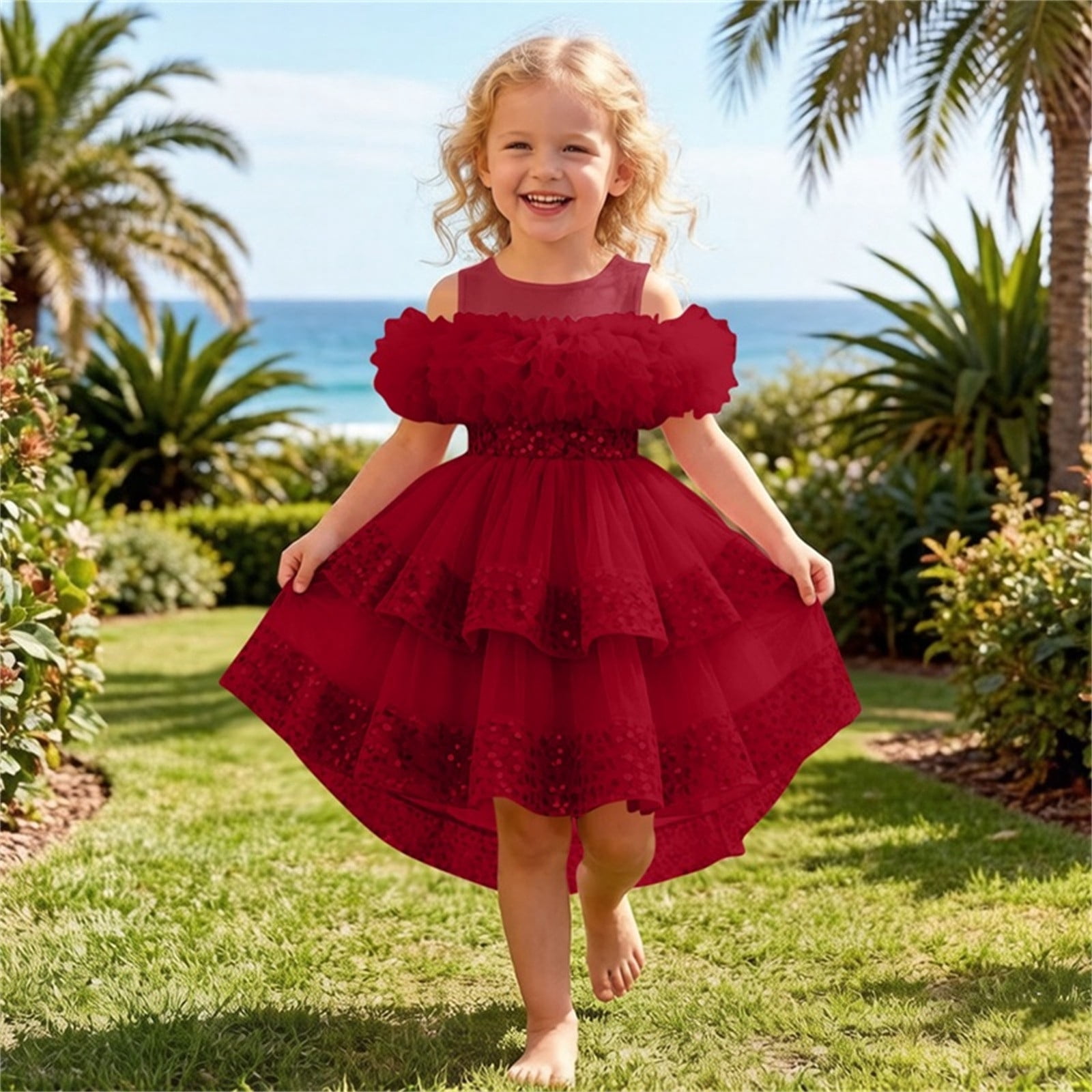 Babcutegg Elegant Sleeveless Round-Neck Mesh Dress With Subtle Sequins ...