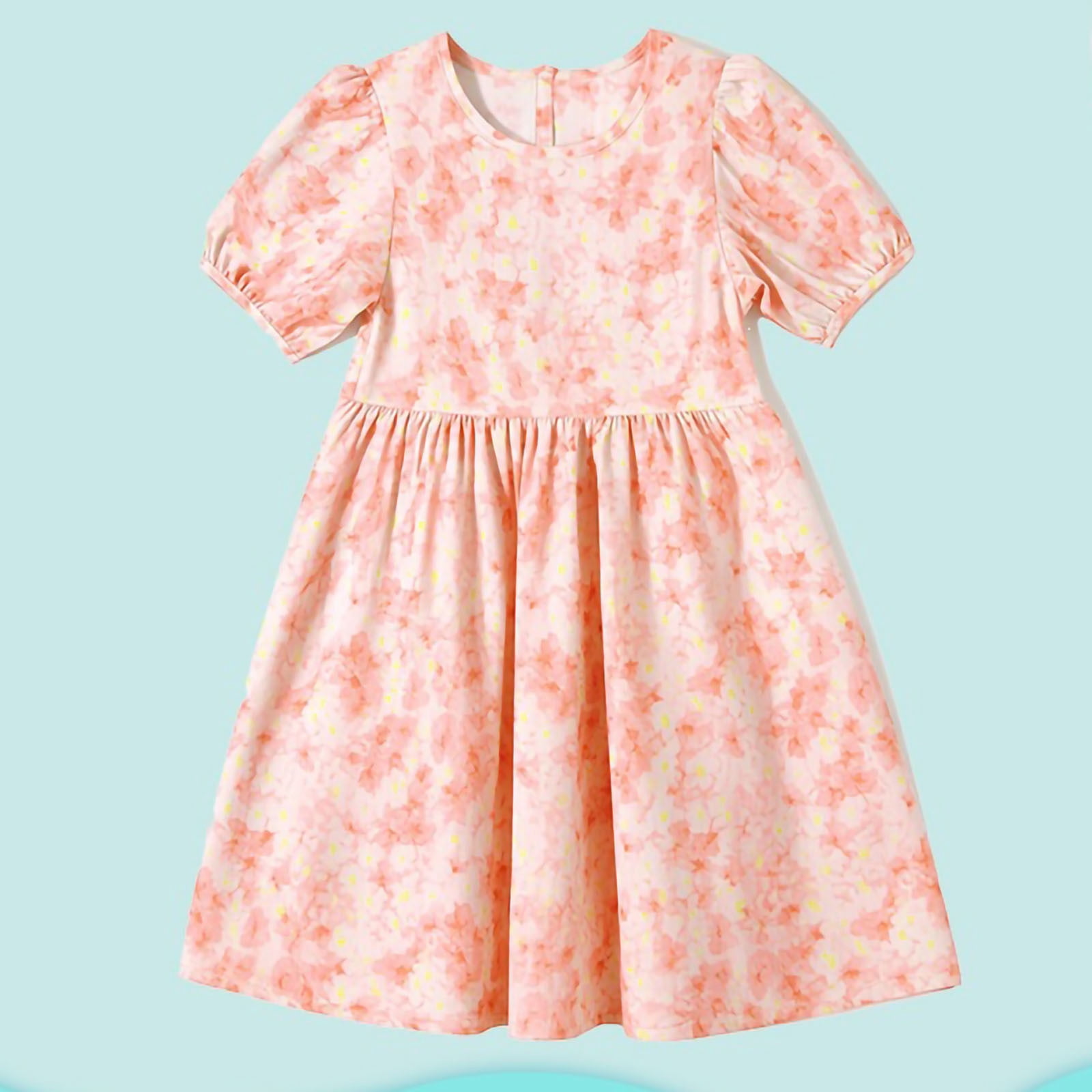 Babcutegg Floral Print Casual Dress With Puff Sleeves, Breathable A ...