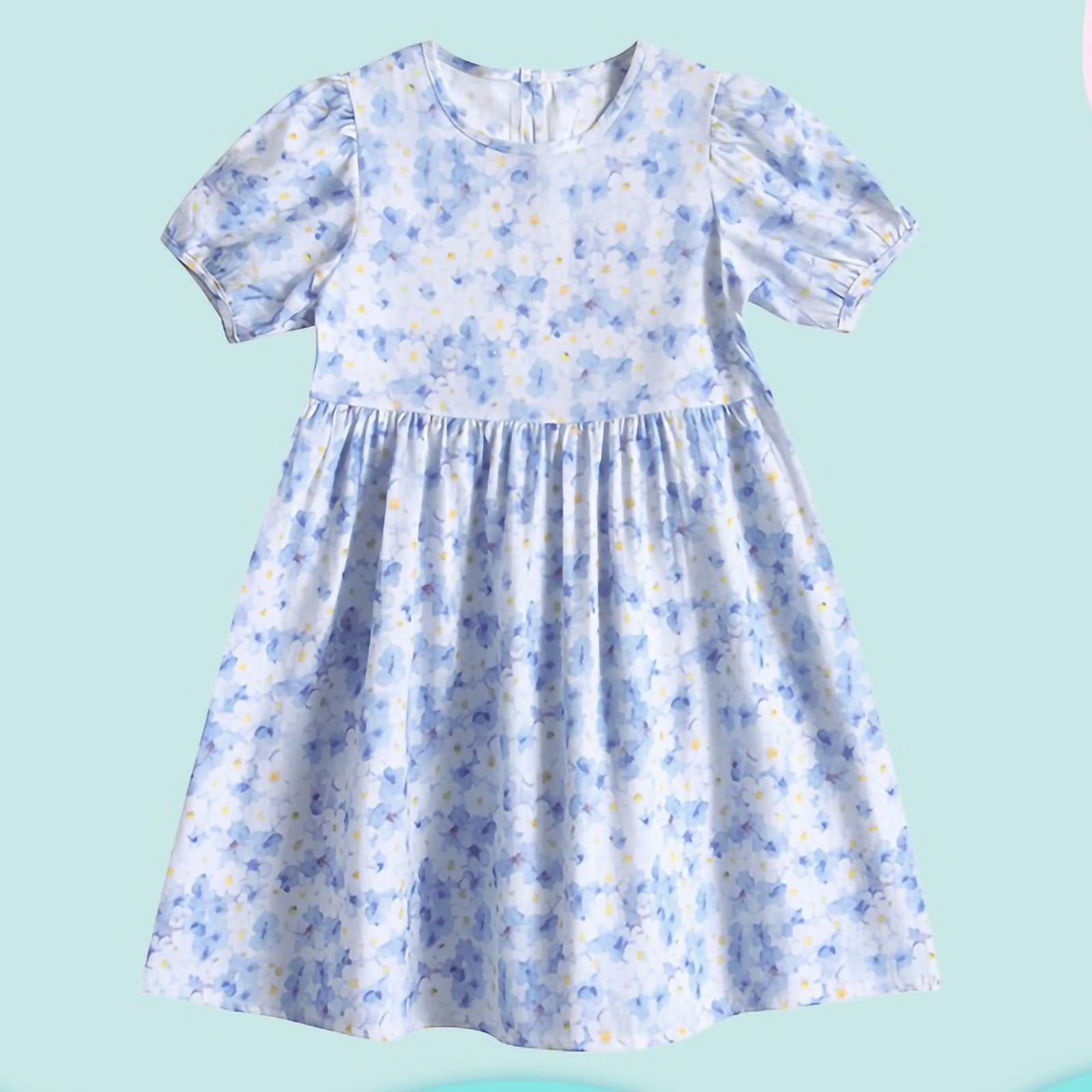 Babcutegg Floral Print Casual Dress With Puff Sleeves, Breathable A ...