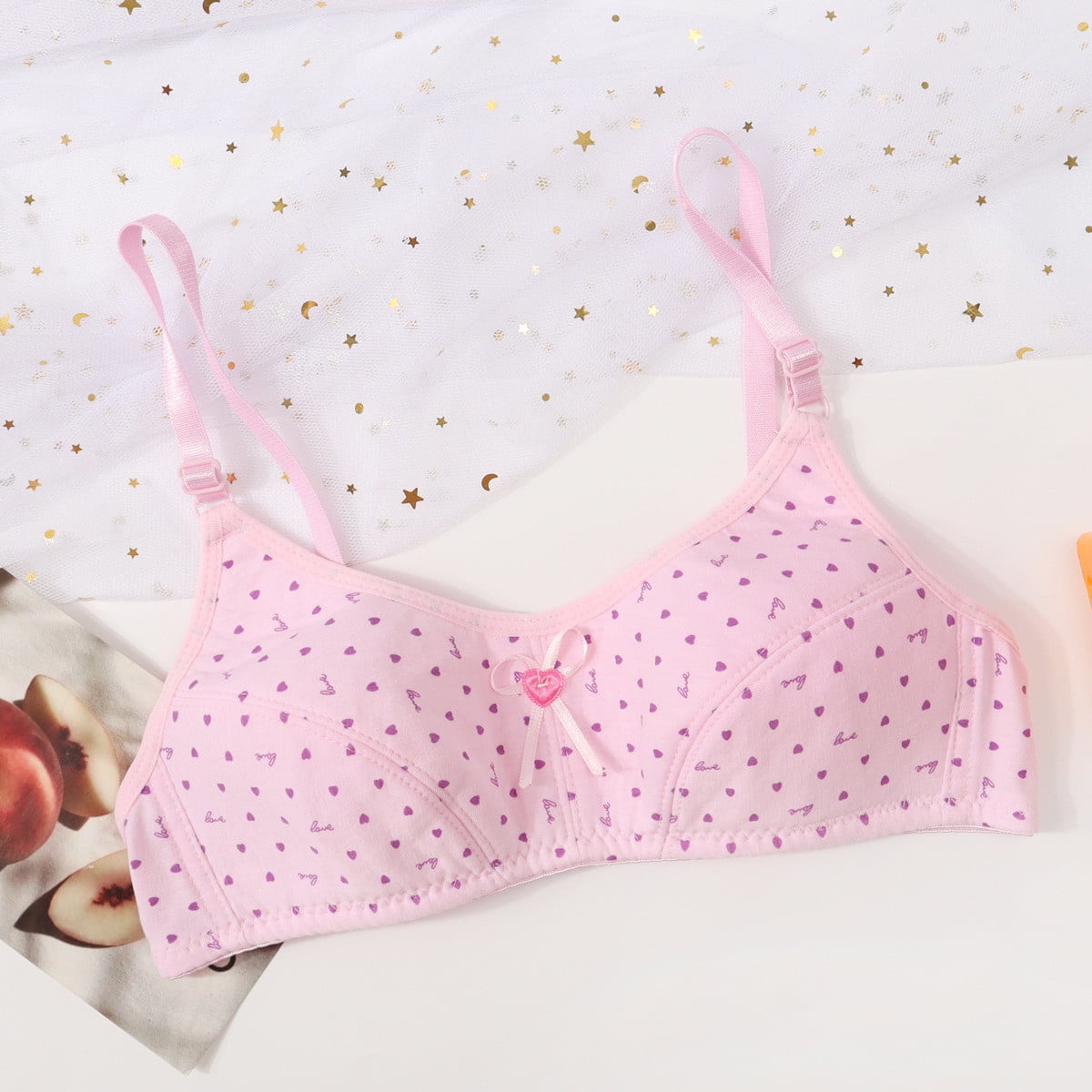Babcutegg Girls Breathable Bra, Graphic Pattern Wirefree Bra Athletic ...