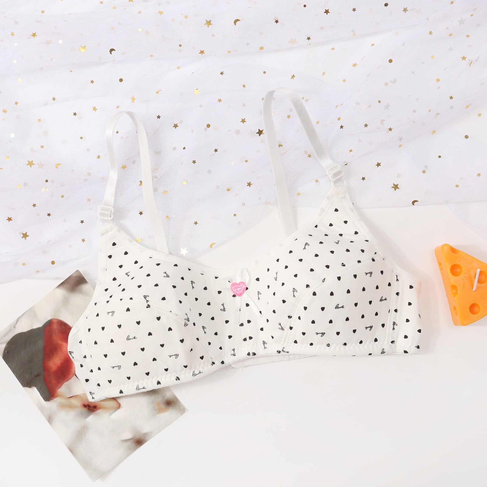 Babcutegg Girls Breathable Bra, Graphic Pattern Wirefree Bra Athletic ...