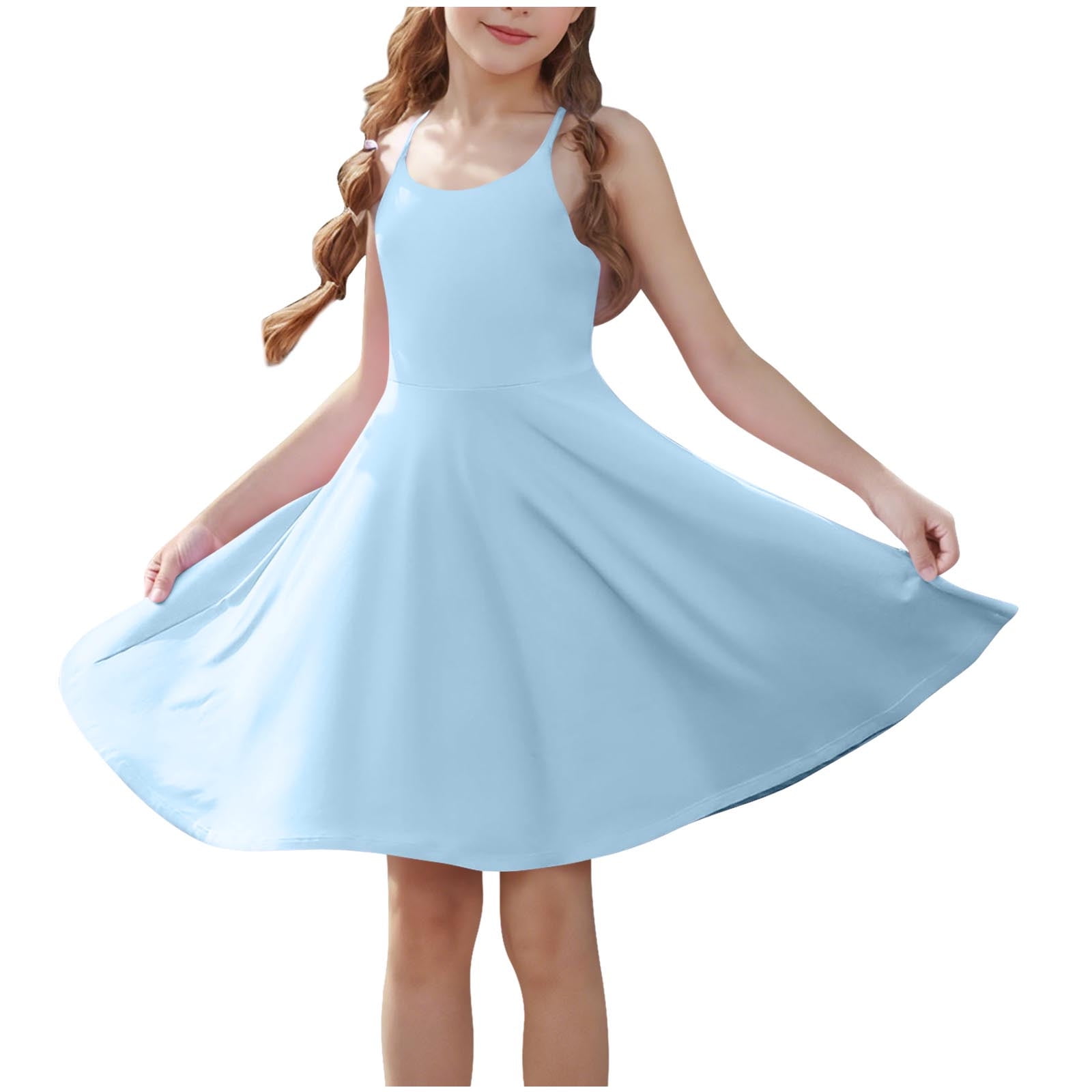 Babcutegg Girls Dress A-Line Athletic Straps Snazzy Dress for Kids ...