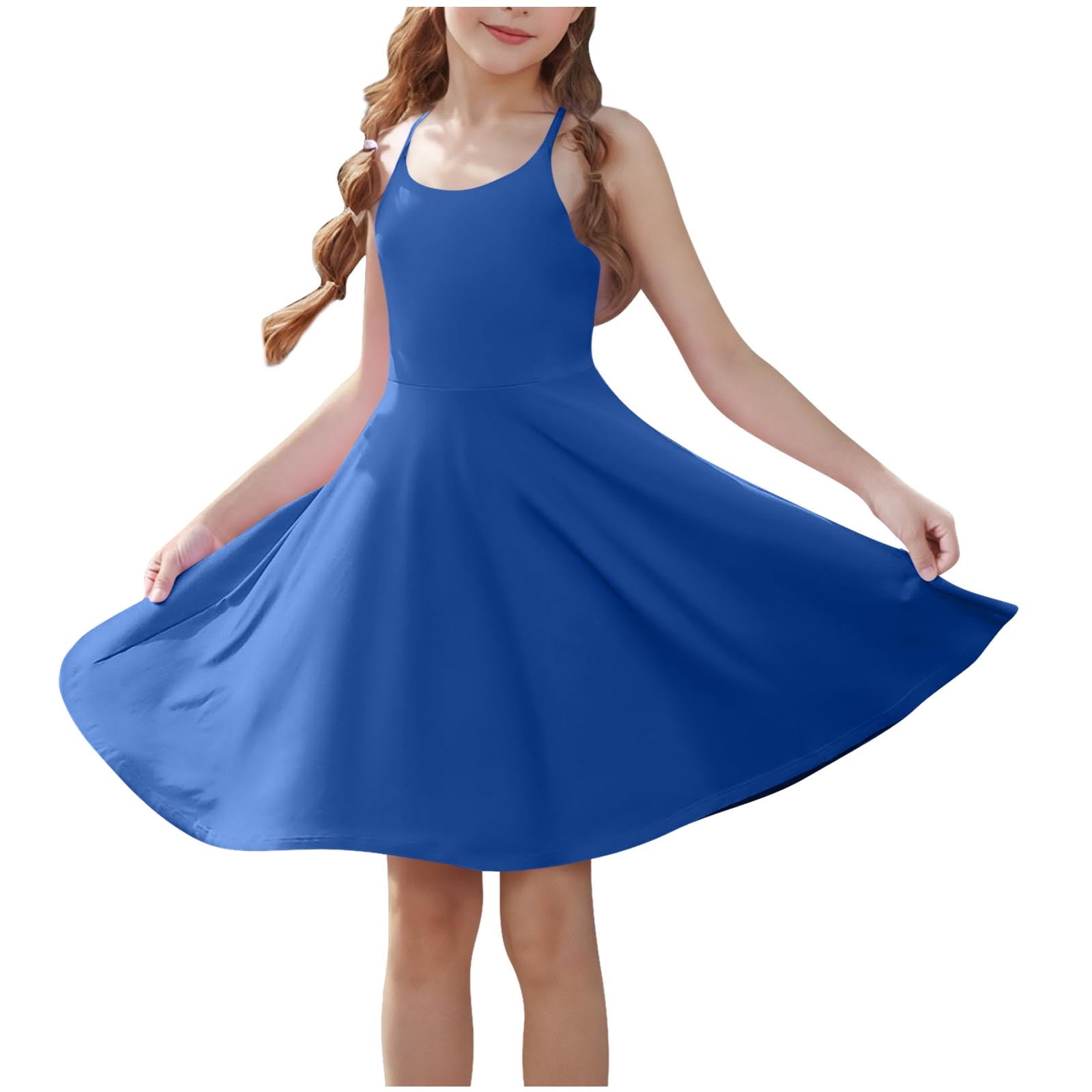 Babcutegg Girls Dress A-Line Straps Athletic Snazzy Dress for Kids Dark ...