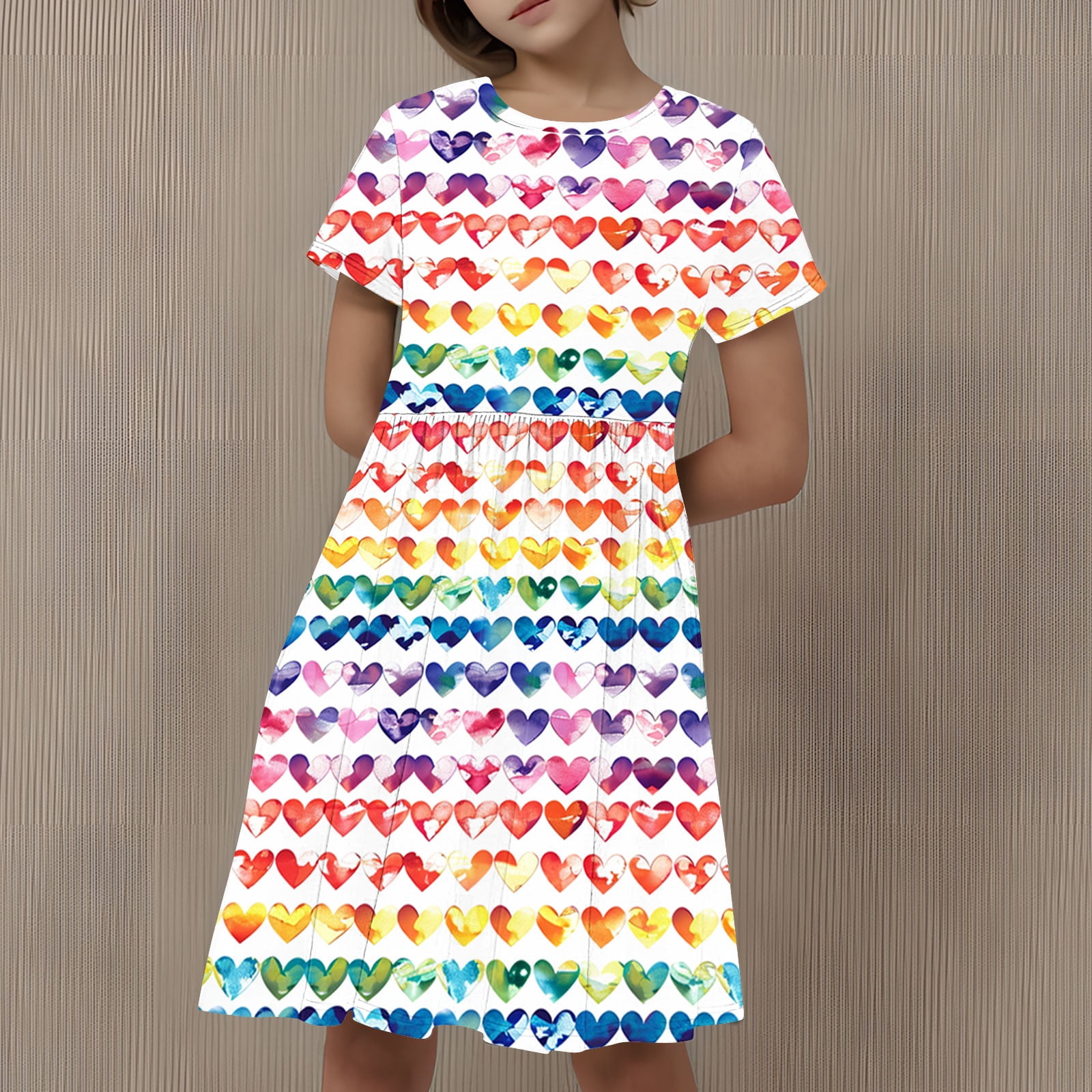 Babcutegg Girls' Dresses, Short Sleeve Casual Outfit Floral Print Girls ...