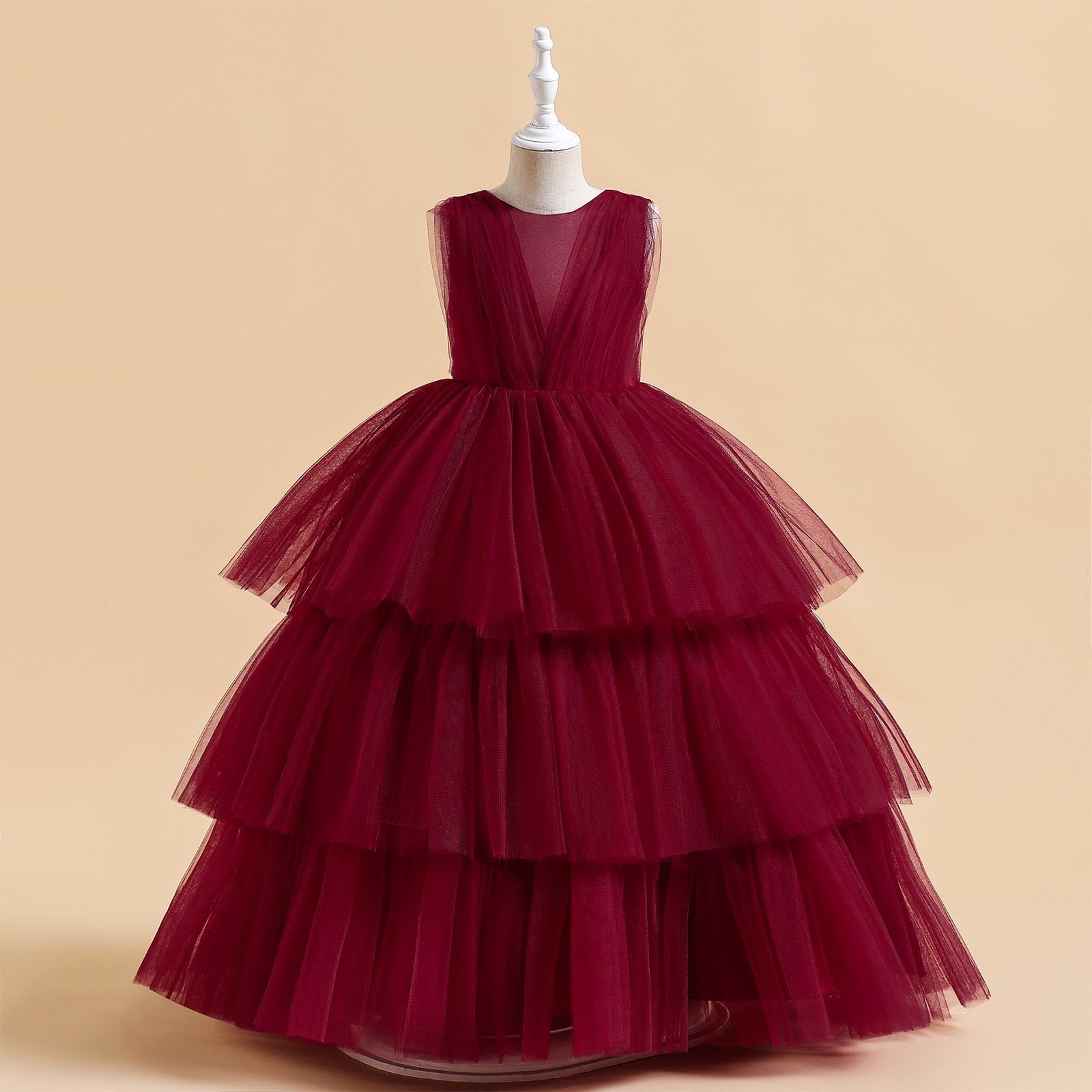 Babcutegg Girls' Formal Attire, Round Neck Skirt Sheer Bow Dress ...
