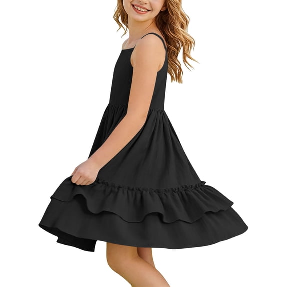 Babcutegg Girls’ Lightweight Summer Dress With Ruffled Hem, Spaghetti ...