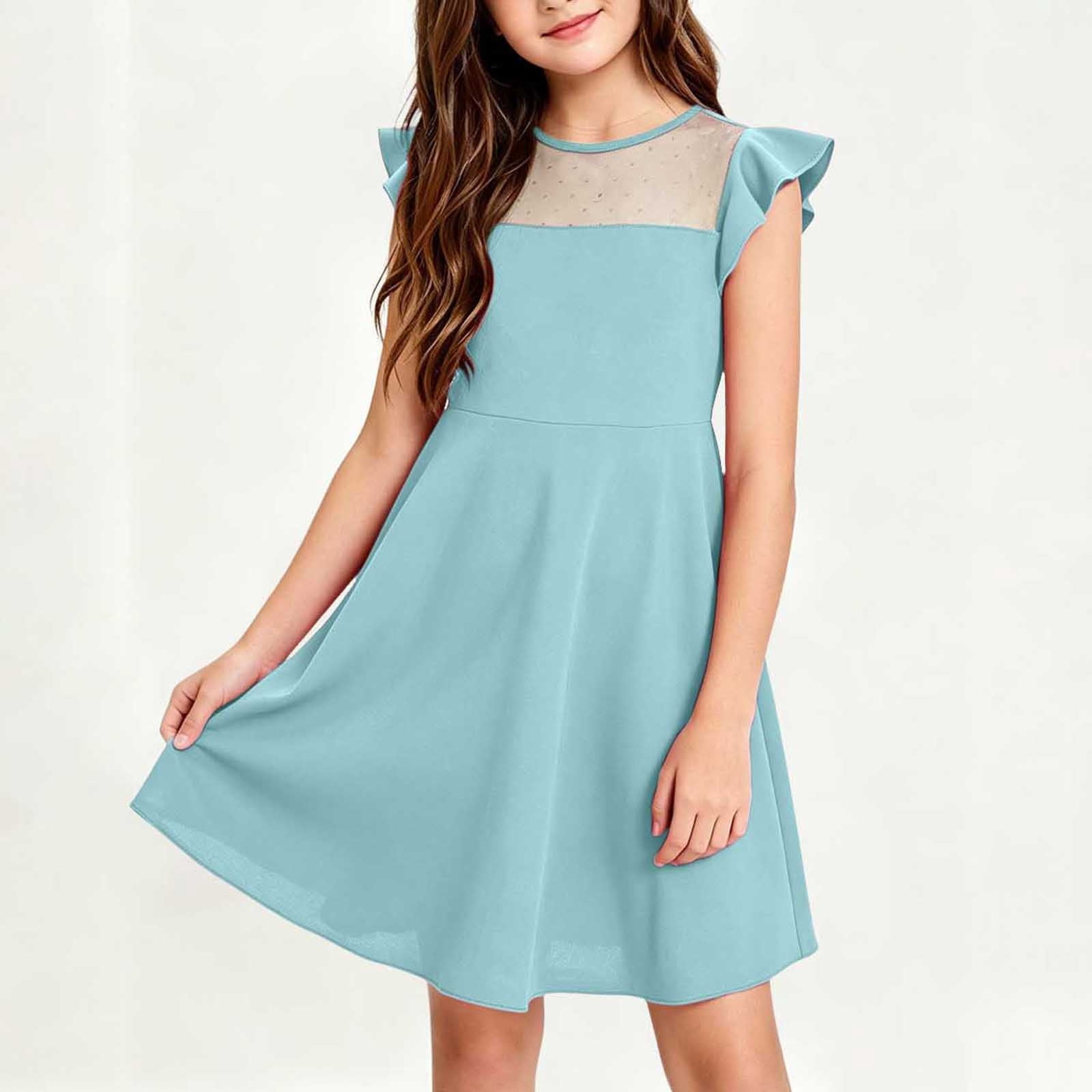 Babcutegg Girls’ Lightweight Summer Mesh-Panel Sleeveless Round-Neck ...