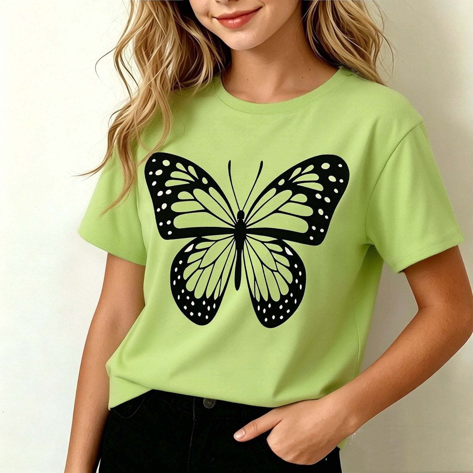 Babcutegg Girls' Printed Short Sleeve Crew Neck T-Shirt For Everyday ...