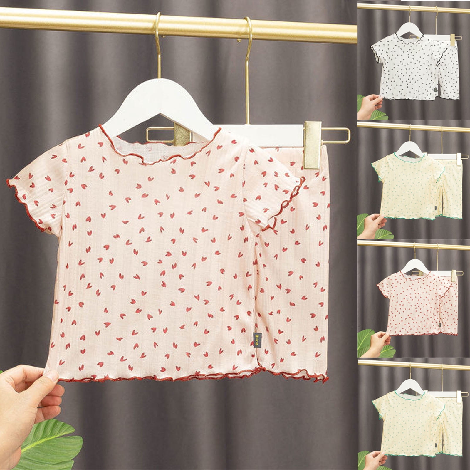 Babcutegg Girls' Printed Short Sleeve Round Neck Blouse and Matching ...